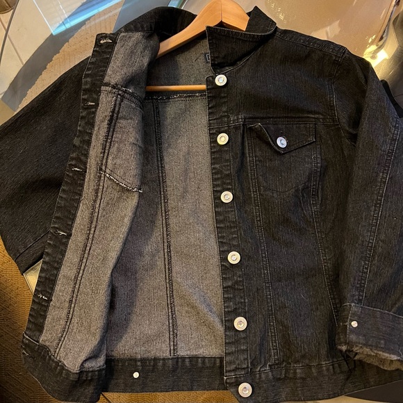 Baccini | Jackets & Coats | Baccini Womens Denim 2x Jacket Black Button ...